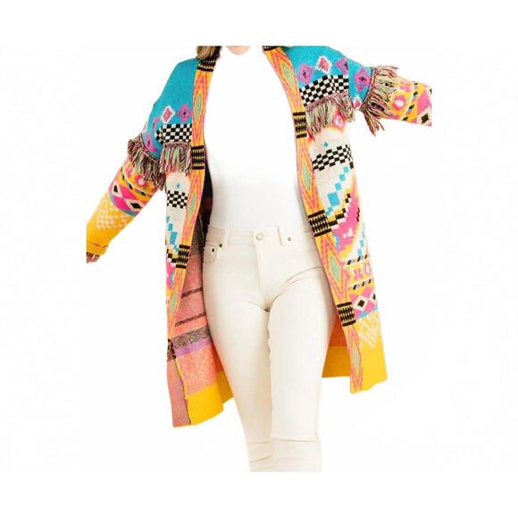 THML | Sweaters | New Thml Zoe Fringe Cardigan In Multi | Poshmark
